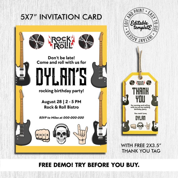 You Rock Birthday Party Invitations