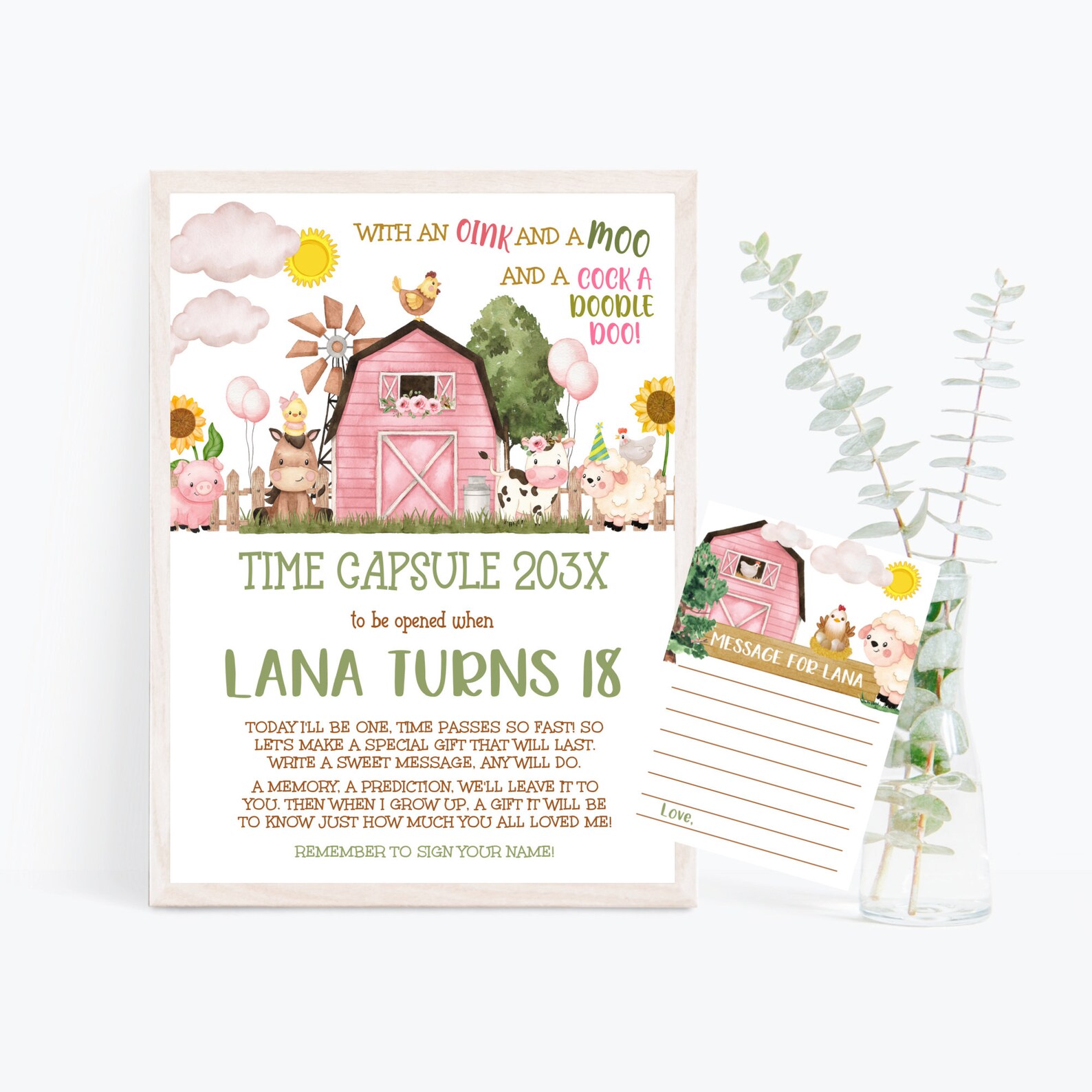 Farm Birthday Time Capsule First Birthday Time Capsule Farmyard 1st ...