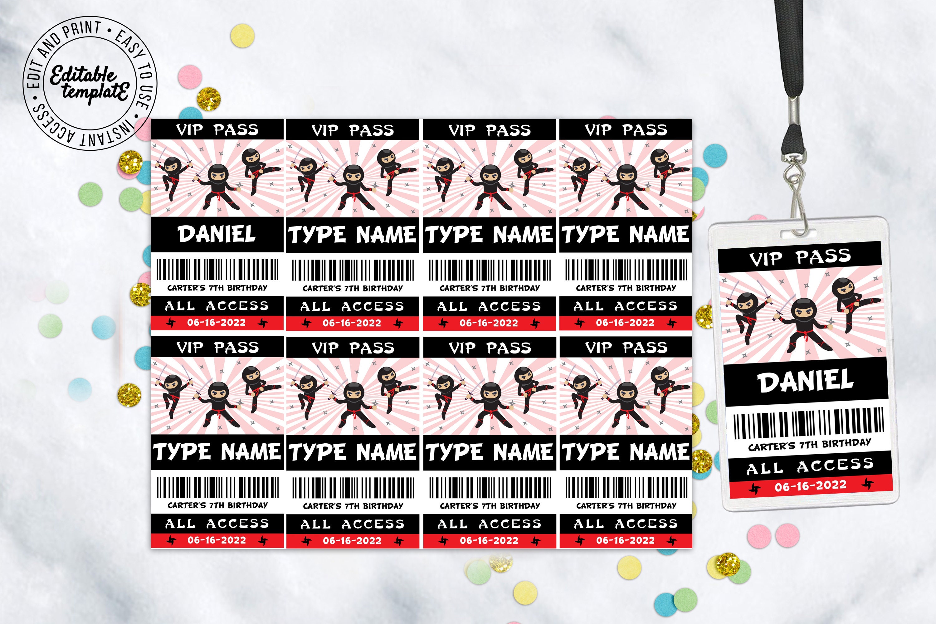 Editable Ninja Birthday Invitation Ninja Invitation in 3 Skin Tones ...