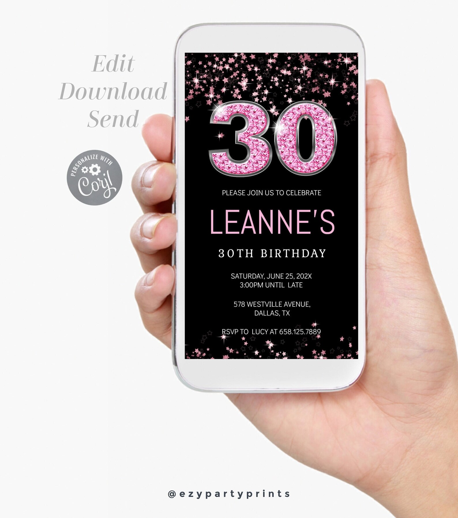 30th Birthday Invitation for Woman Editable Surprise Party Invitation ...