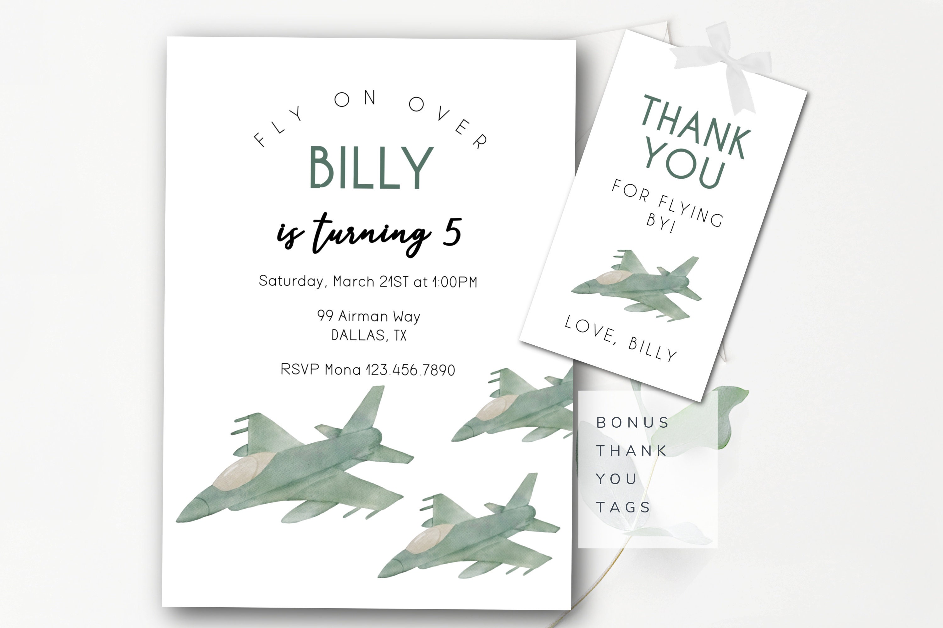 Jet Fighter Invitation Editable Fighter Pilot Birthday Invitation ...