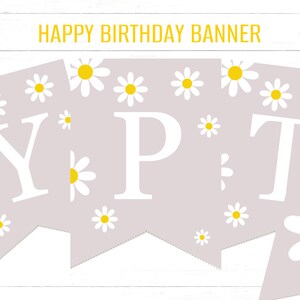 Editable Daisy Birthday Banner for Instant Editing and Printing, Daisy ...