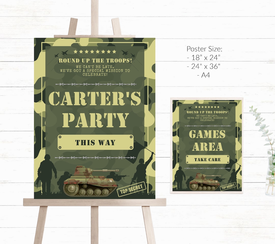 Army Party Signs Military Theme Party Army Poster Army Milestone Army ...