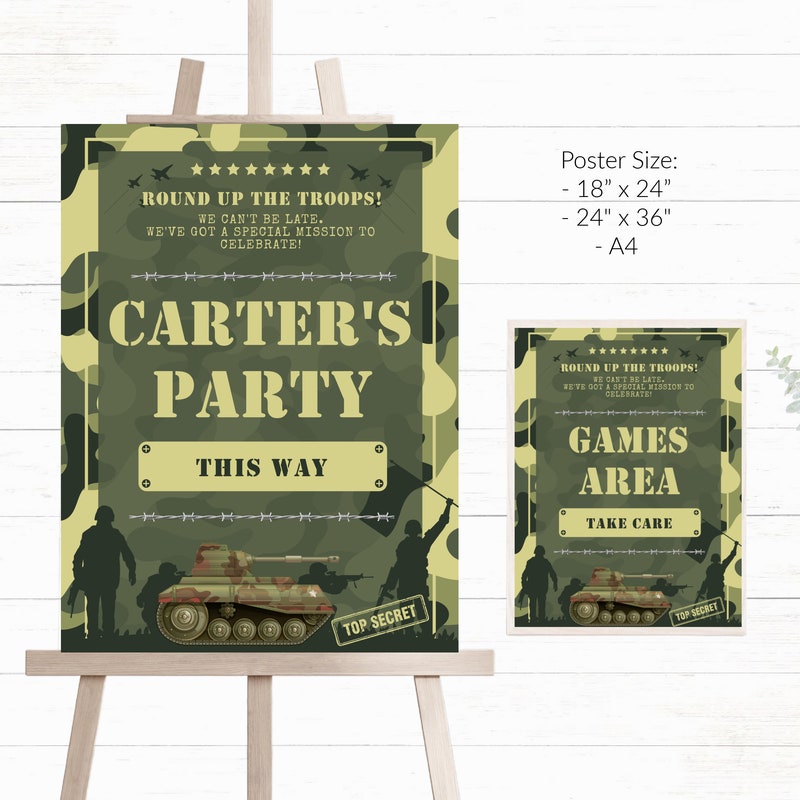 Custom Army Party Sign - Etsy