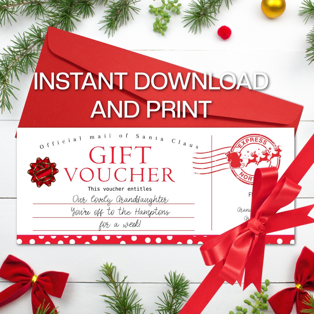 Christmas Gift Voucher Instant Print Gift Certificate Template Gift ...