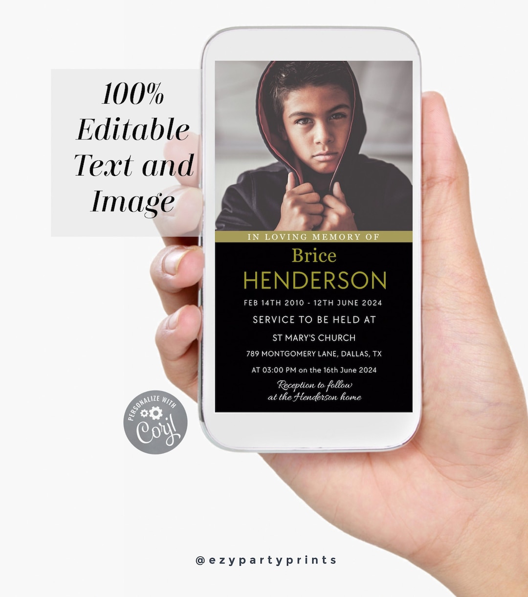 Funeral Announcement Invitation Celebration of Life E-vite Photo ...