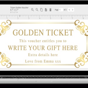 Golden Ticket Template Printable Birthday Gift Certificate Template ...