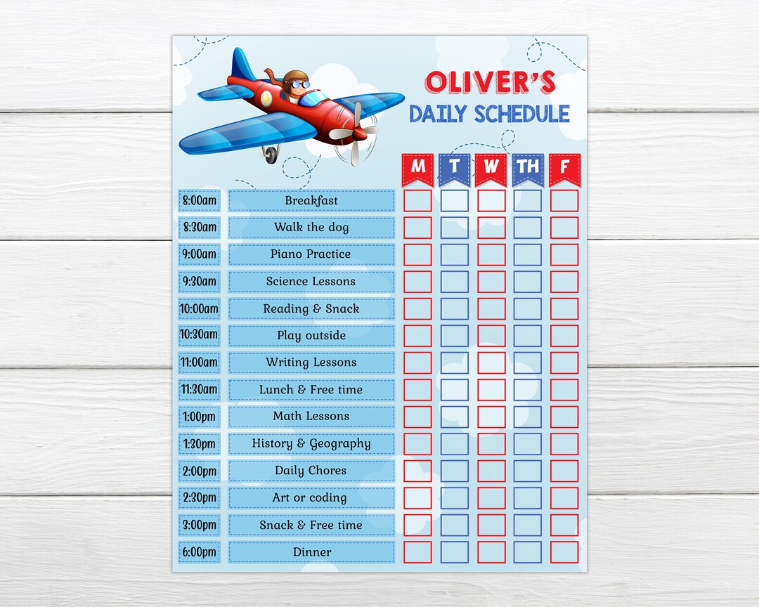 Editable Home School Chart Template, Routine Chart Template, Editable ...