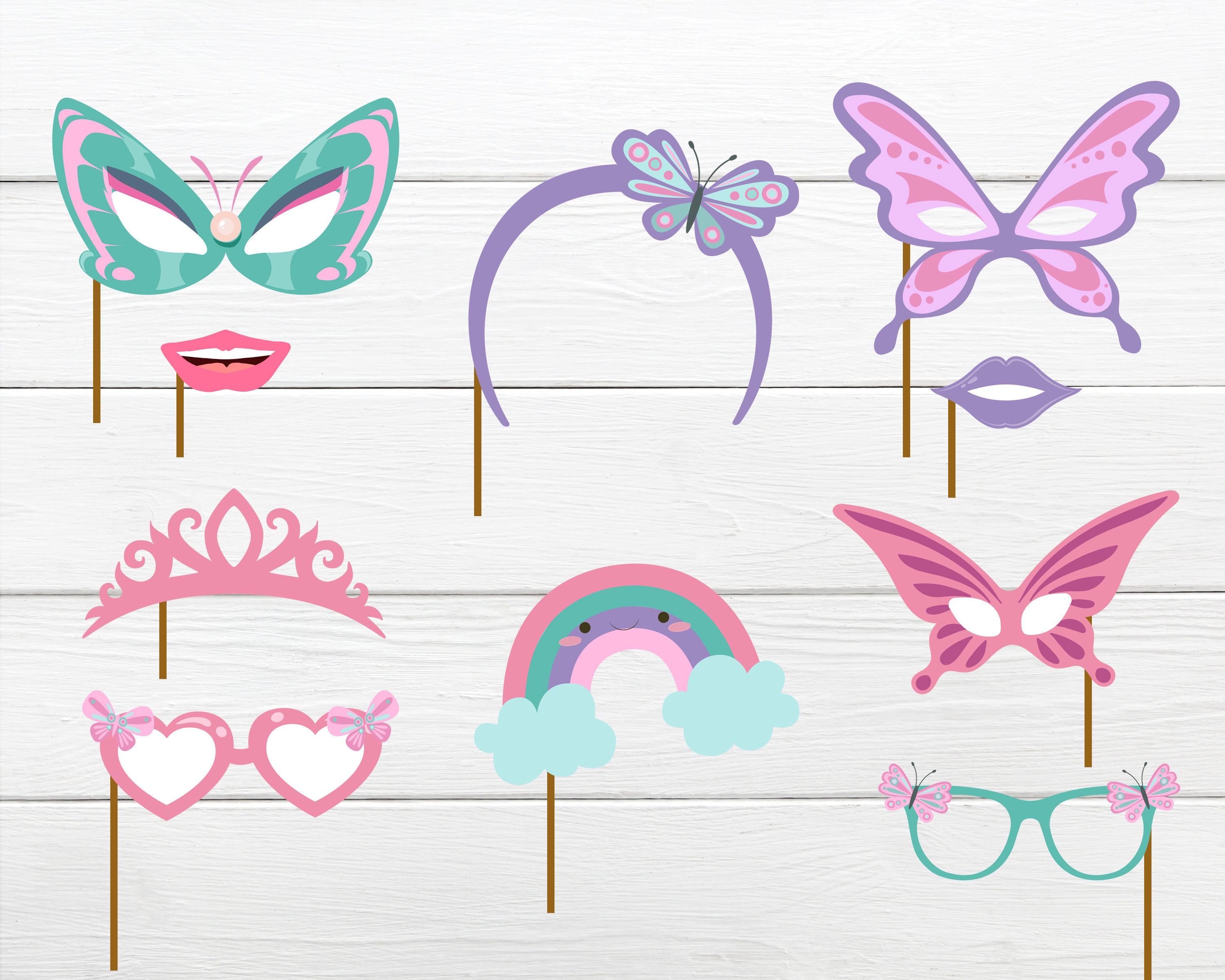 PARTY PROPS 35 Girls Photo Booth Props Girls Printable Props | Etsy