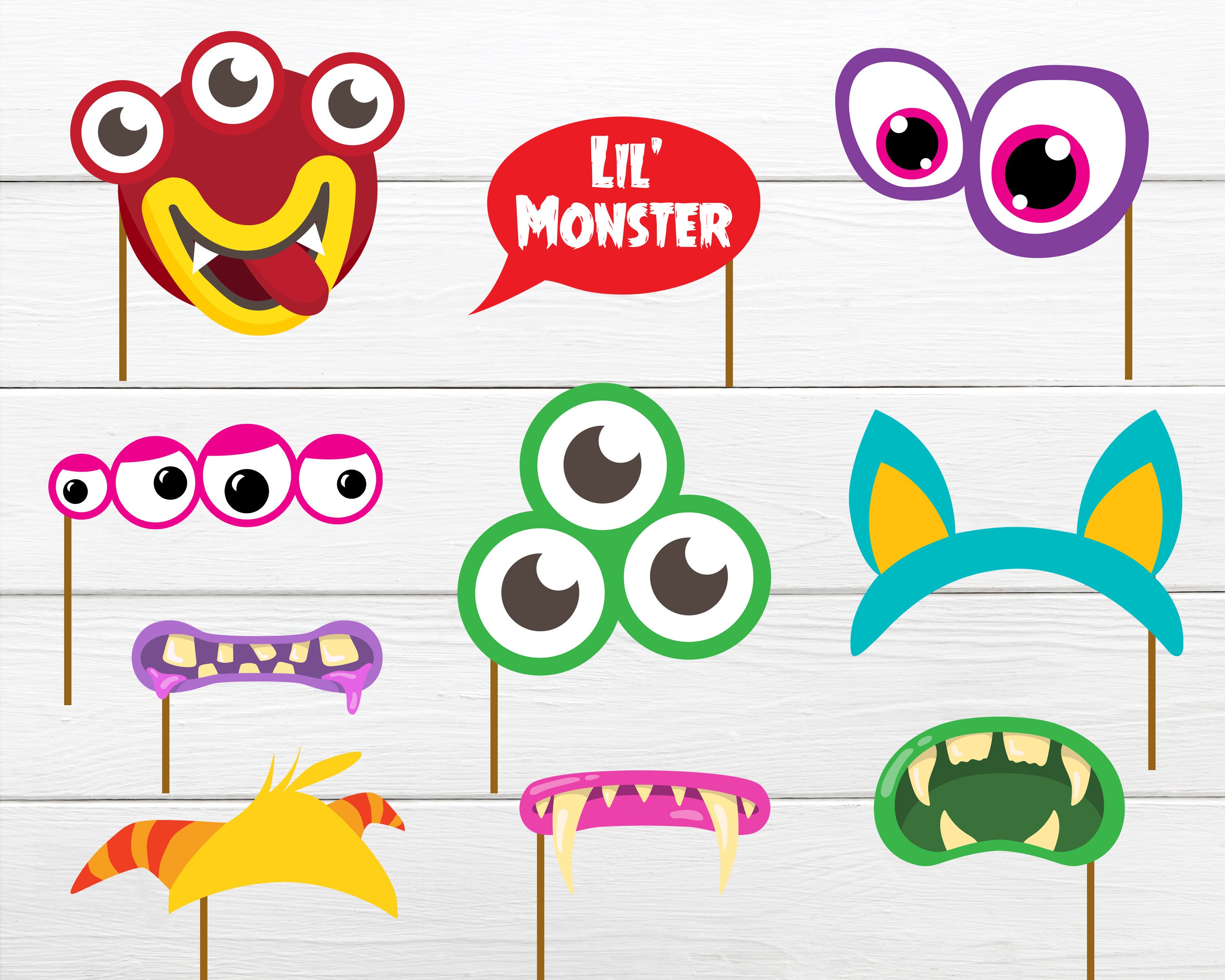 MONSTERS PARTY PROPS. Monsters Photo Booth Props Monsters | Etsy