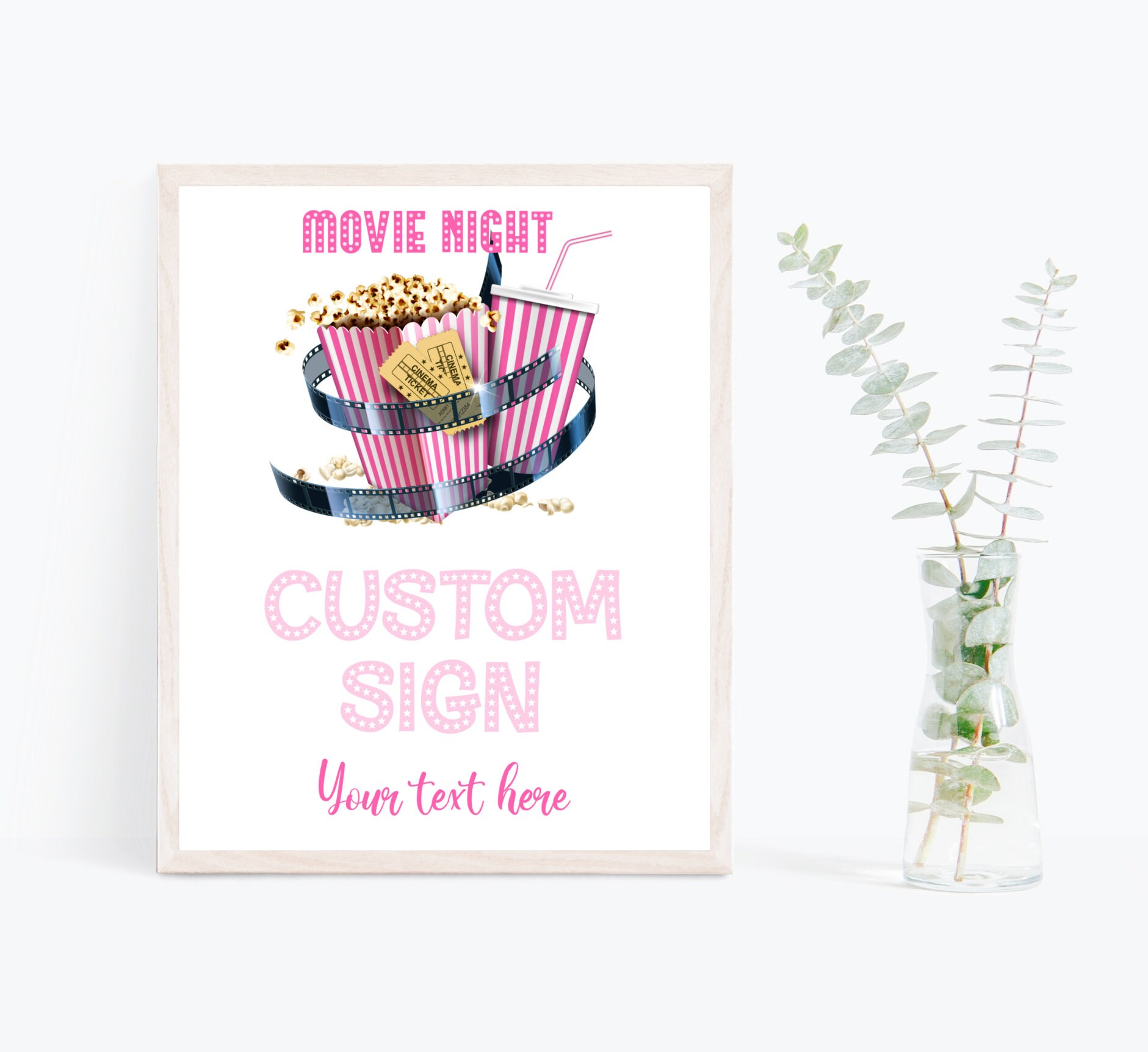 Editable Movie Night Party Signs in 3 Sizes, Custom Movie Birthday ...