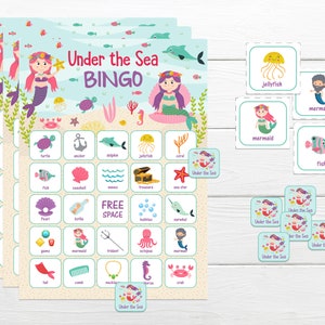 Mermaid Birthday Bingo Game Bingo for Kids Printable Bingo Game Instant ...