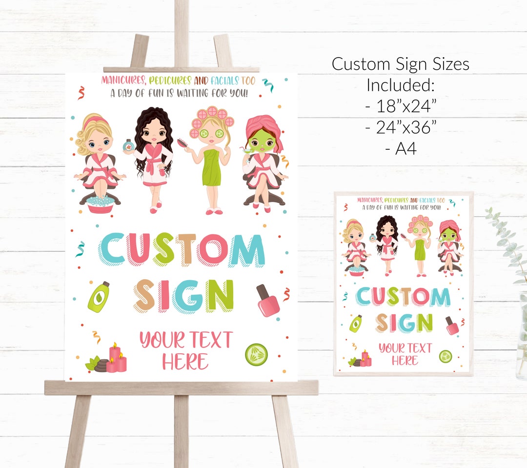 Pamper Party Signs Spa Party Birthday Sign Custom Pamper Party Signs in ...