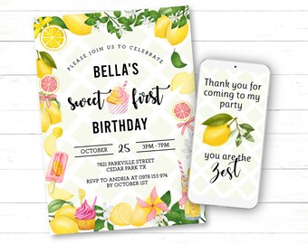 Pink Lemonade Birthday Invitation Lemonade Stand Birthday - Etsy