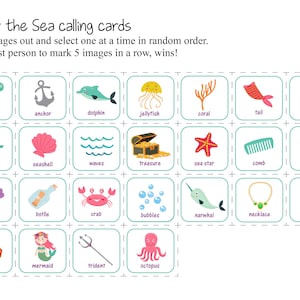 Mermaid Birthday Bingo Game Bingo for Kids Printable Bingo Game Instant ...