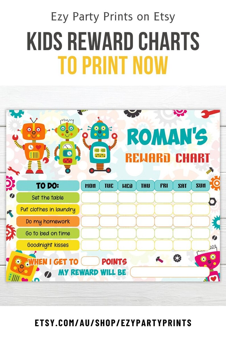 Editable Reward Chart Boys Editable Chore Chart Personalize - Etsy