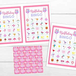 Printable Bingo Game Girls Birthday Bingo Pink Instant Print Bingo ...