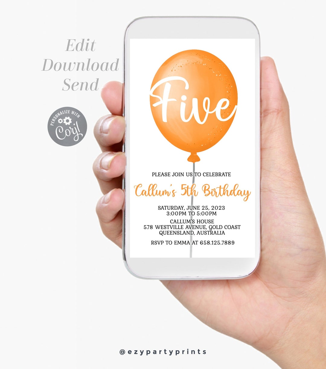 Orange Birthday Invitation Orange Invitation Orange SMS Invitation ...