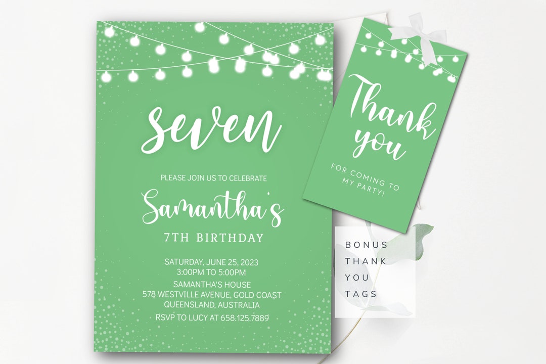 Editable Green Invitation Green Birthday Invitation Template Green ...