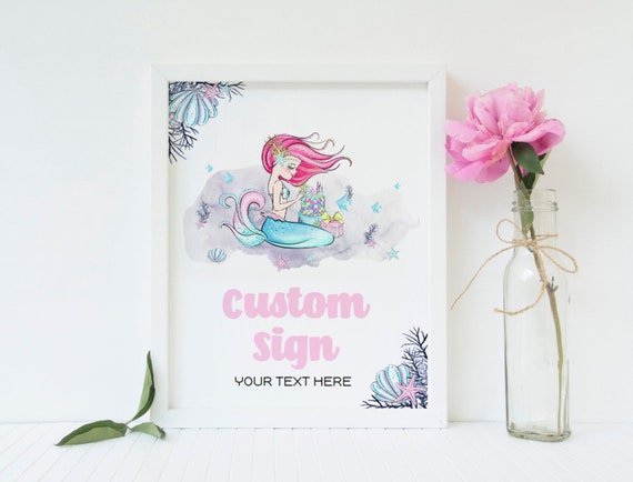 MERMAID Party Sign you can personalise with your own text for any ...