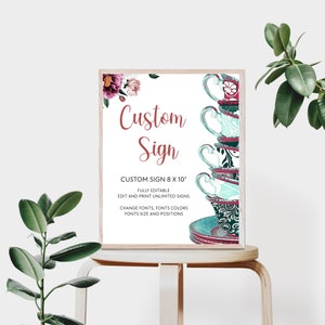 Editable High Tea Birthday Signs X 2 Sizes High Tea Party Decor Party ...