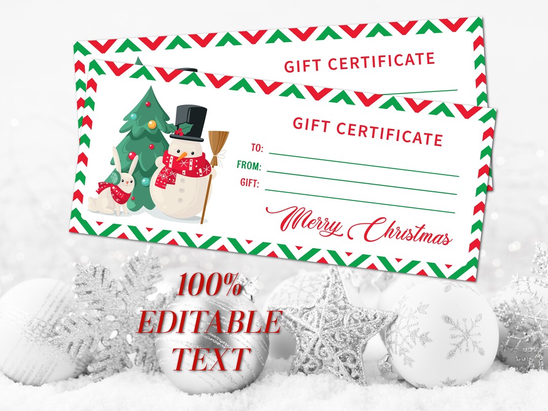 Printable Christmas Gift Certificate Template Editable Kids Christmas ...