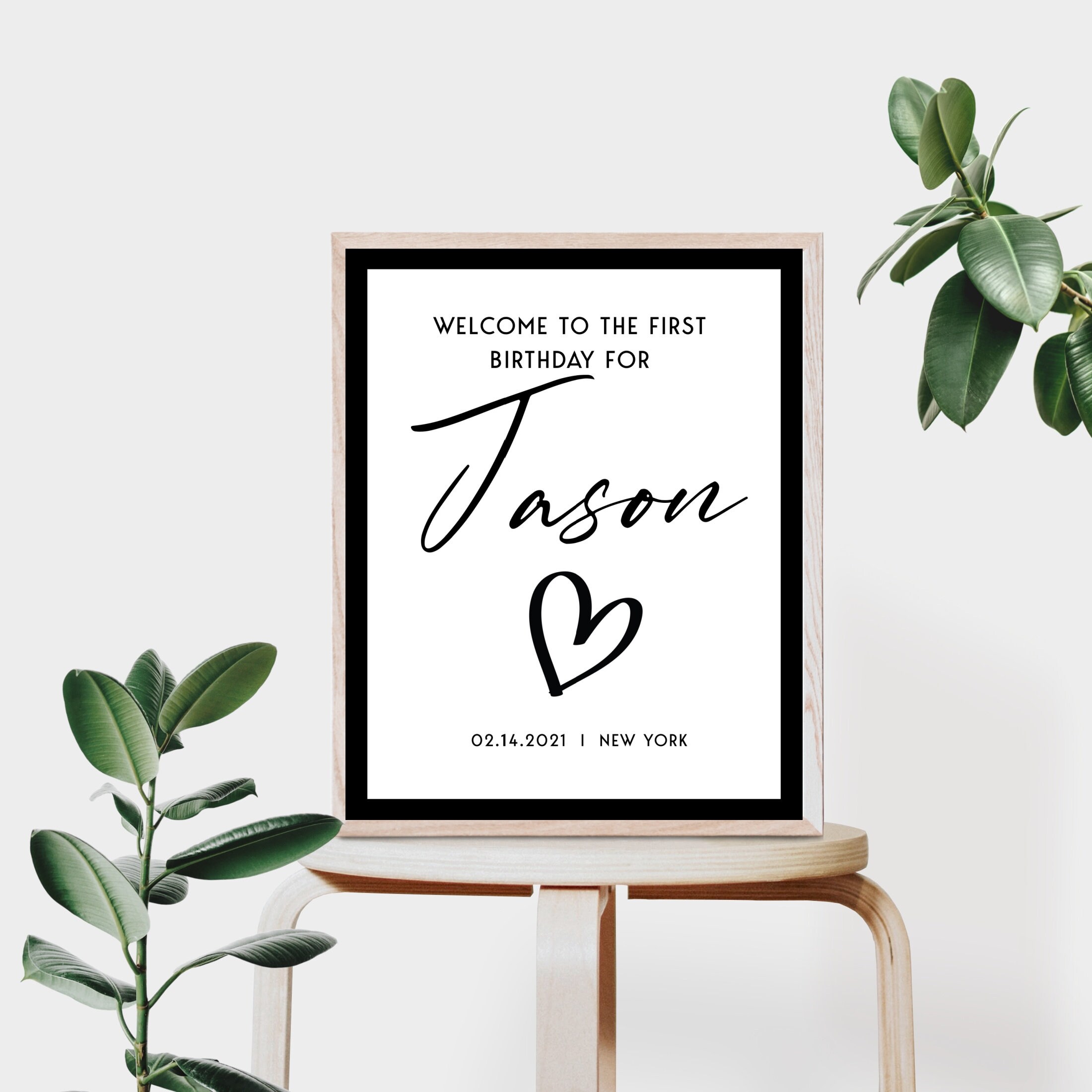 Editable First Birthday Bundle Minimalist Birthday Party Bundle Elegant ...