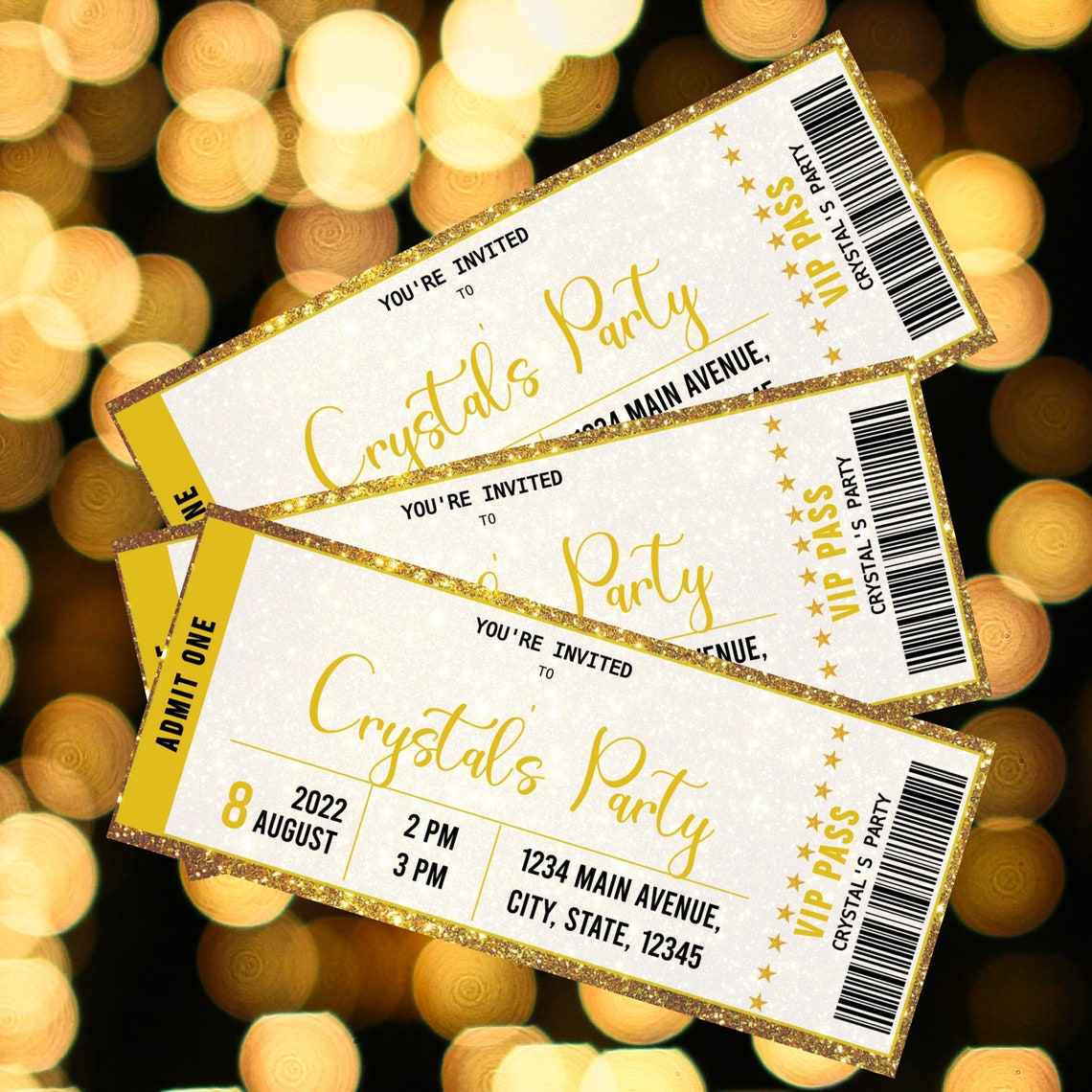 Editable Gold Birthday Invitation Golden Ticket Invitation - Etsy