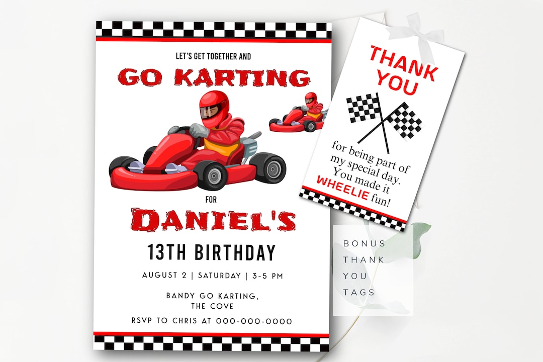 Go Kart Birthday Invitation Go Karting Invitation Kart Racing Party ...