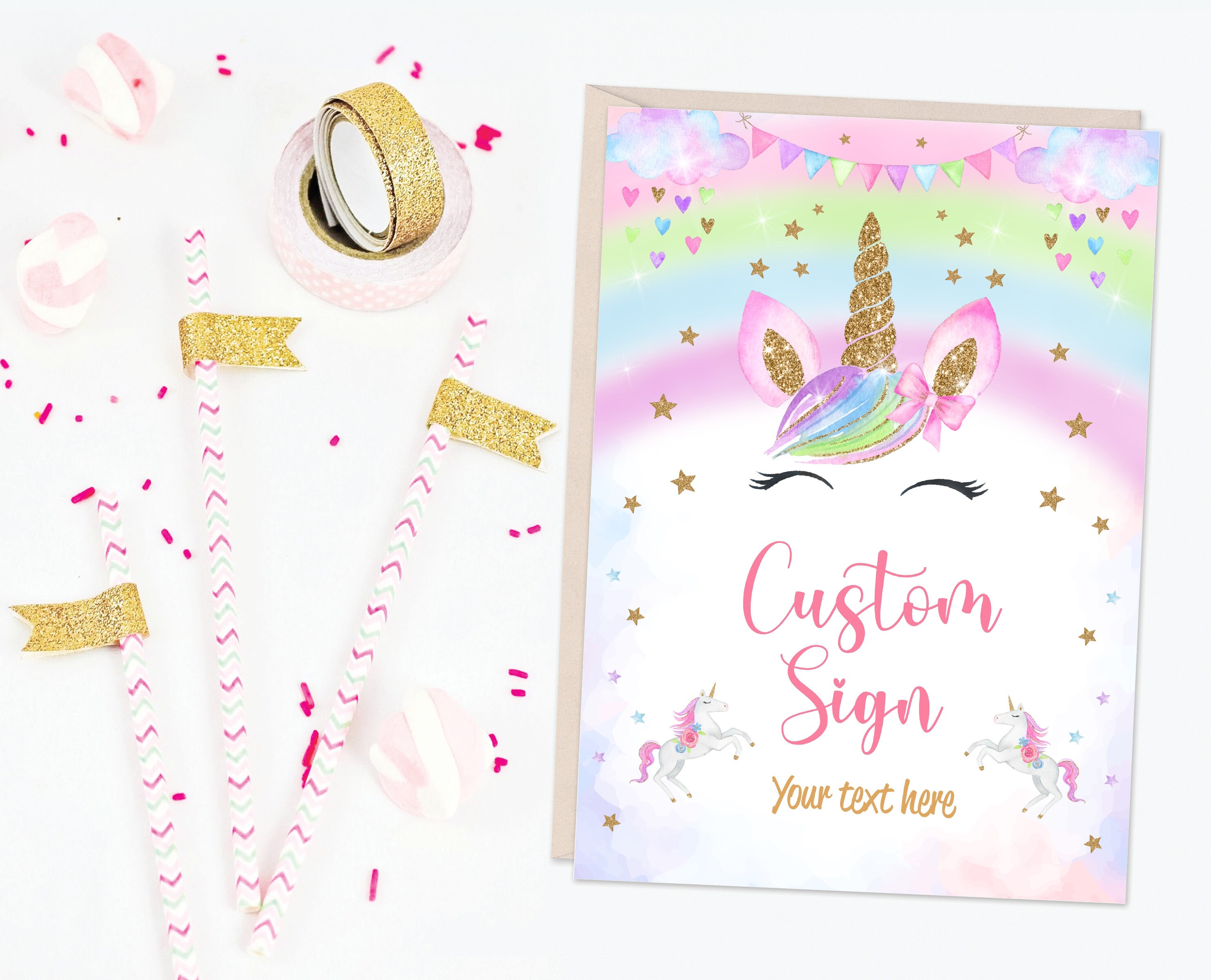 UNICORN Birthday Party Signs Unicorn Signs Editable Custom - Etsy