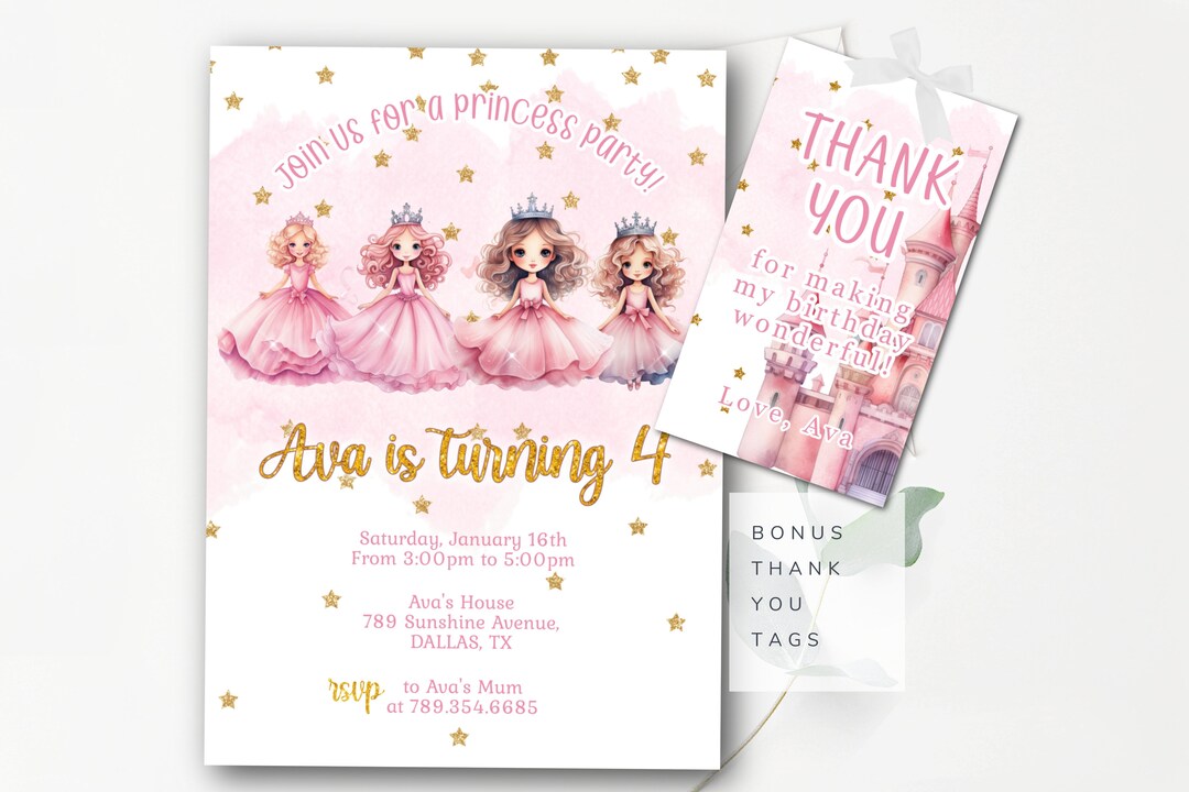 Princess Party Invitation Template Princess Birthday Invitation ...