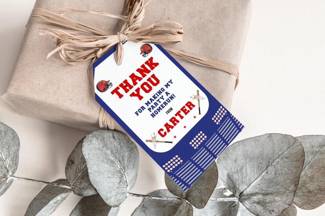 Baseball Birthday Thank You Tags Baseball Gift Tags Editable Baseball ...