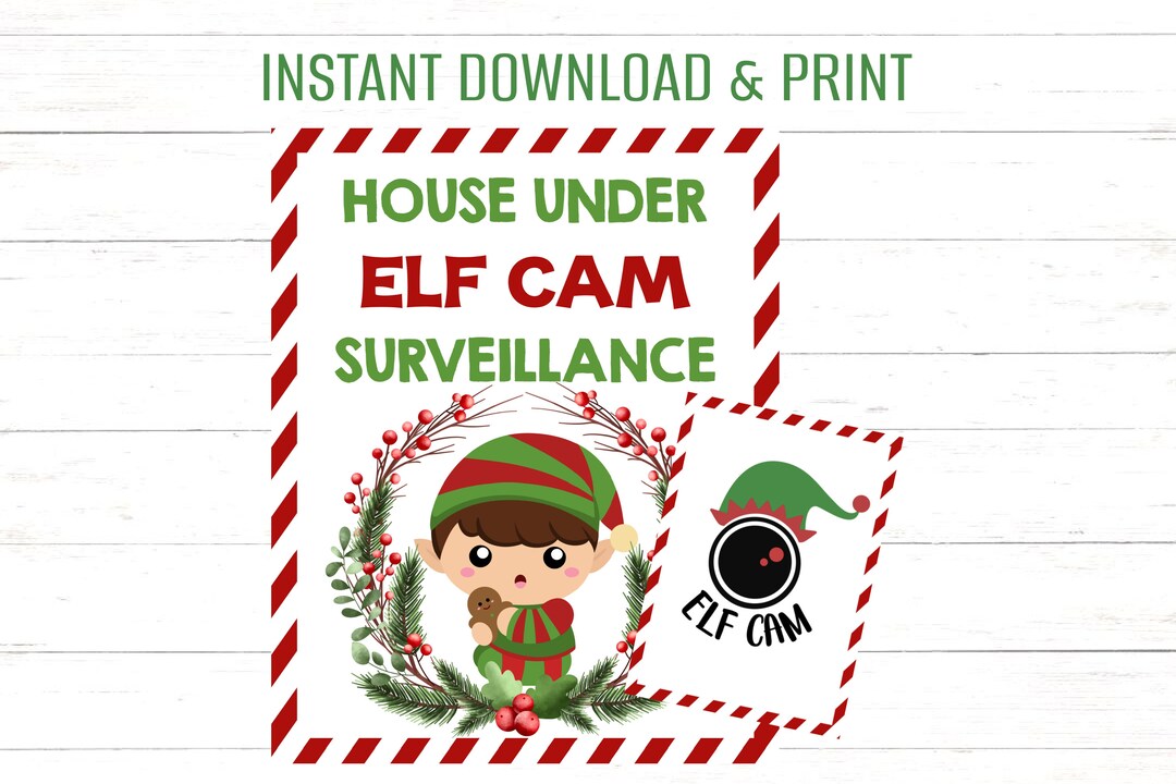 Elf Cam Surveillance Sign Christmas Elf Cam Sign Santa's Elf Signage to ...