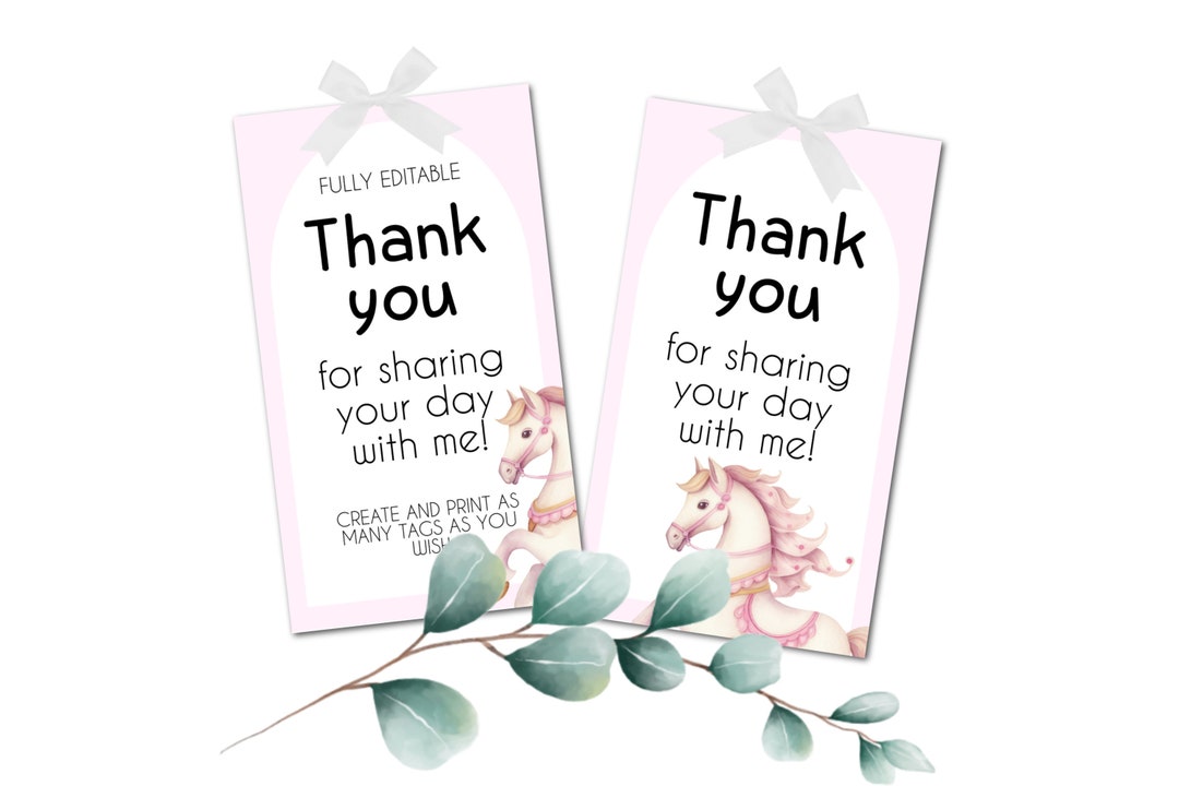 Editable Gift Tags Any Occasion Carousel Thank You Tags Editable Favor ...