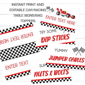 Editable Racing Birthday Signs Printable Car Race Party Signs X 5 to ...
