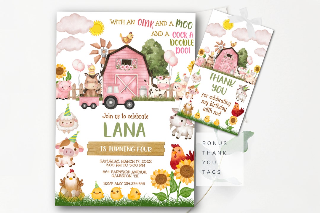 Farm Birthday Invitation Farm Party Invitation Template Barn Farm ...