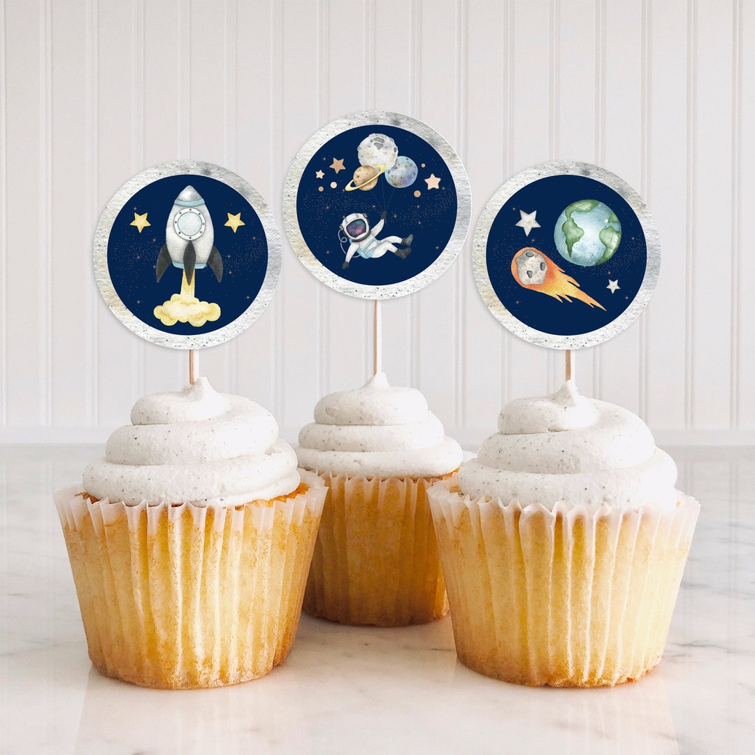 Outer Space Cupcake Toppers for Instant Printing, Outer Space Cake ...