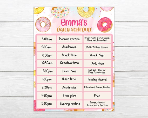 Editable Daily schedule chart Personalise save and print instantly ...