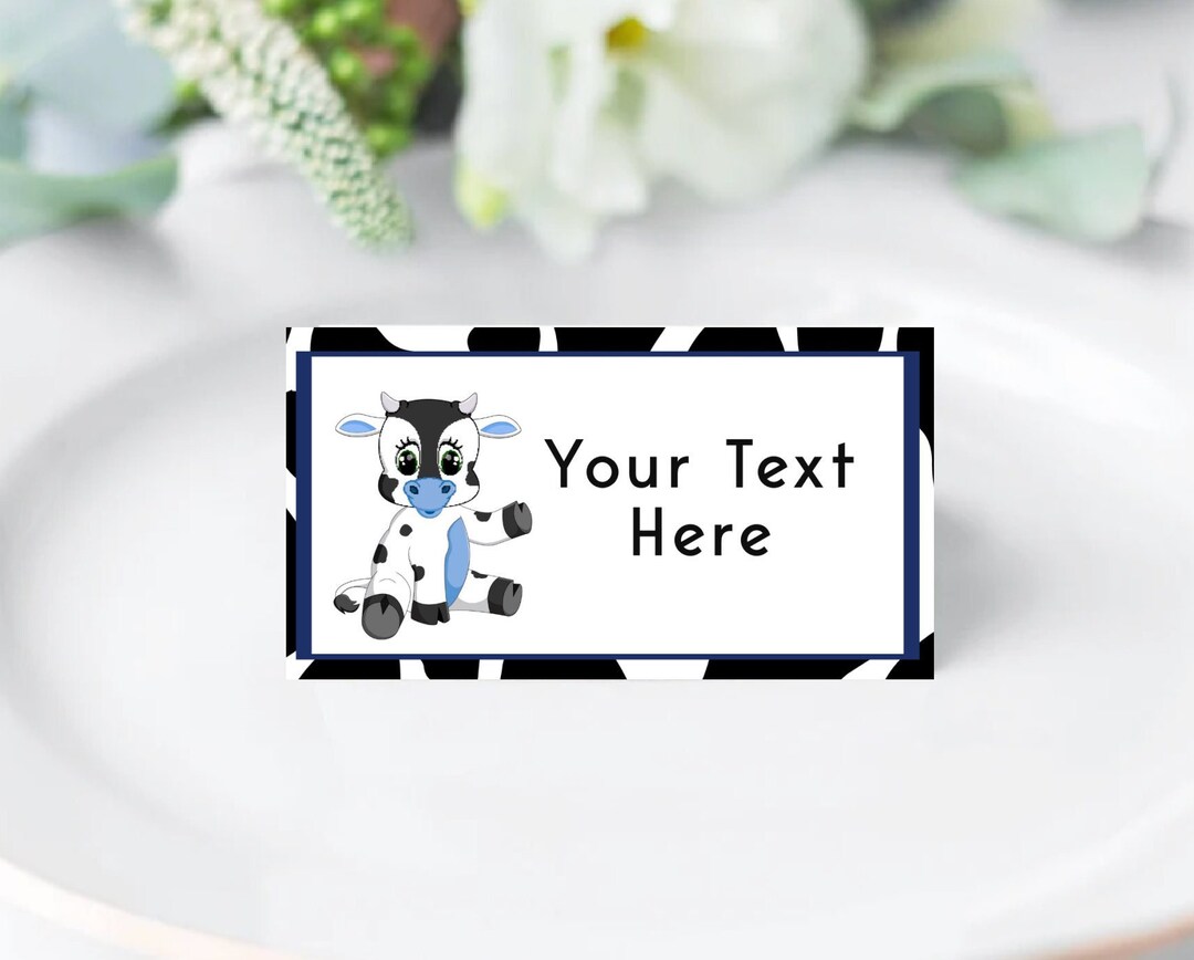 Editable Cow Print Birthday Food Tent Cards X 3 Party Table Food Labels ...