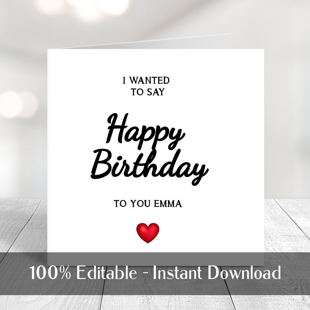 Happy Birthday Tag Card Editable Birthday Card Birthday Card Template ...