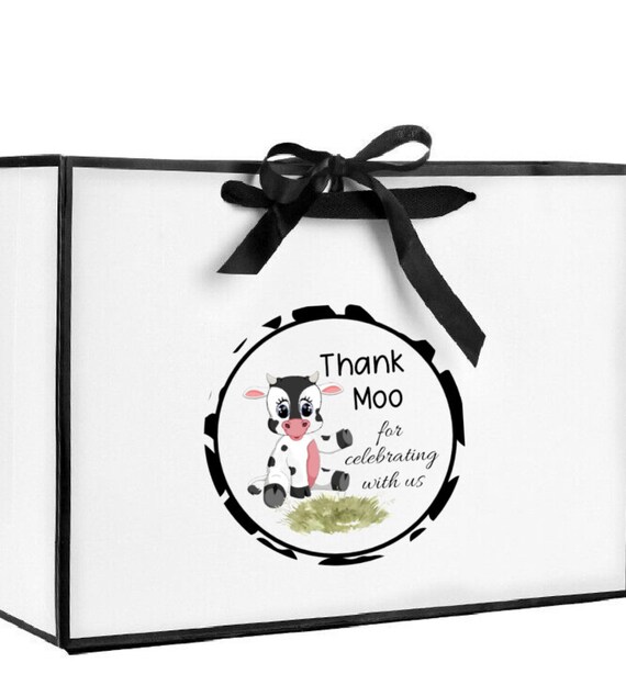 Girls Cow print gift tags, Cow Birthday Favor Tag, Holy Cow Birthday ...