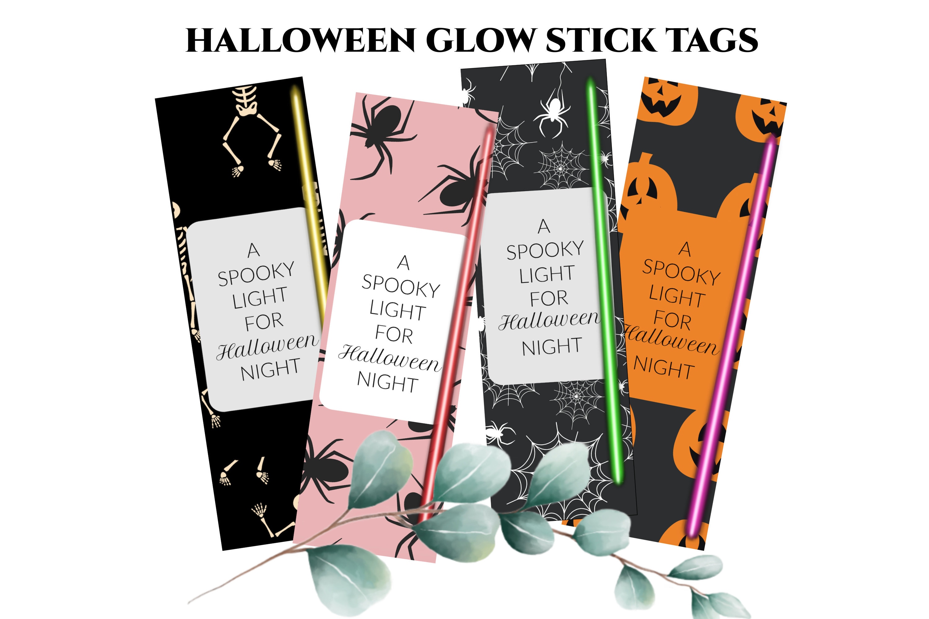 Halloween Glow Stick Tag Printable Holder Glow Stick Halloween Treat ...