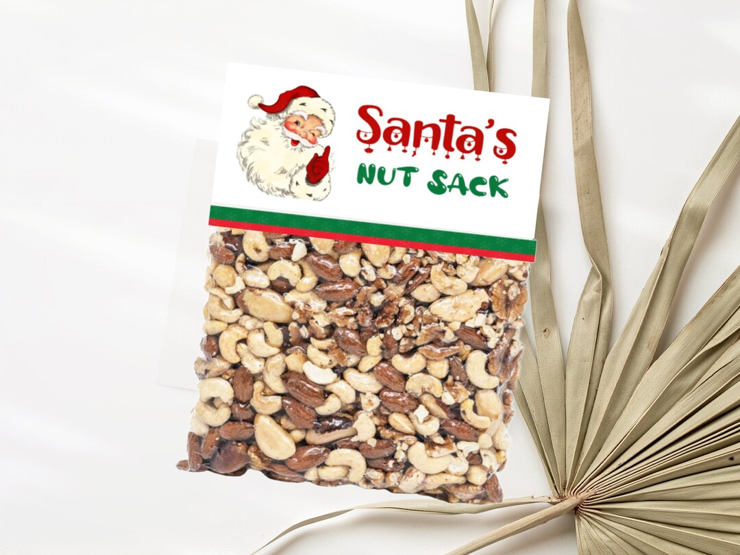 Christmas Bag Topper Christmas Santas Nut Sack Tags Santa Treat Bag ...