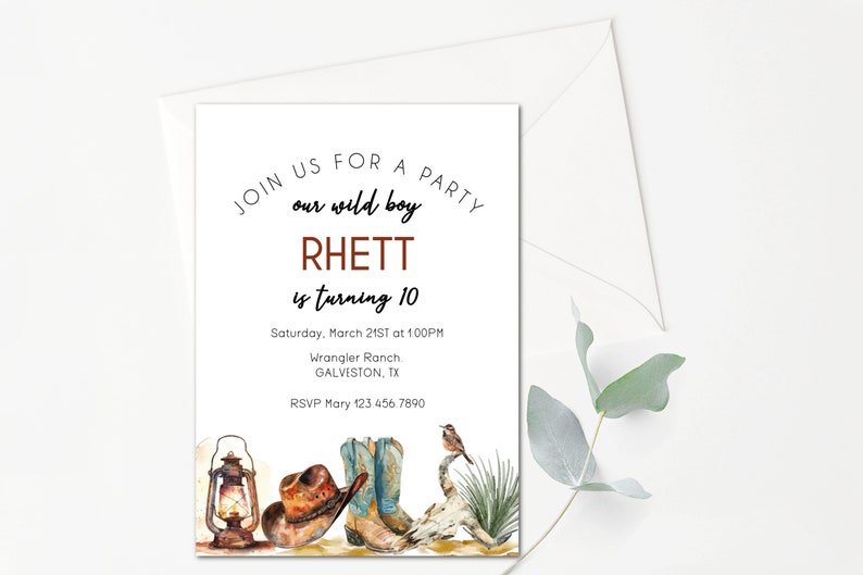 Western Birthday Invitation Boys Wild West Party Invitation Western Boy ...