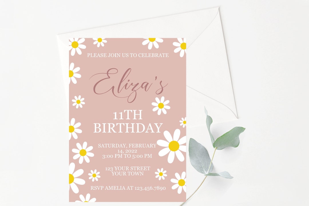 Editable Daisy Invitation Boho Daisy Birthday Invite Daisy Birthday ...