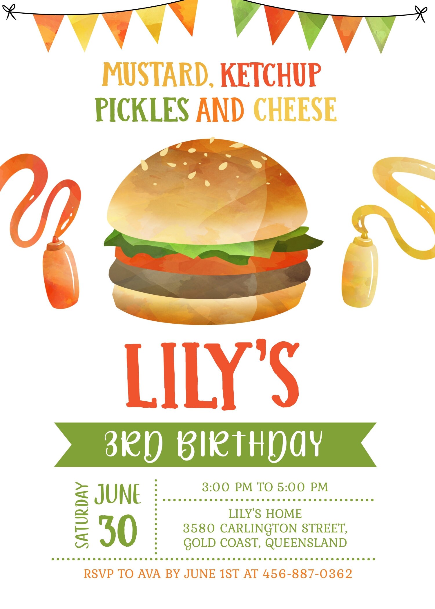 BURGER/BBQ Party Invitation template Birthday Invitation you | Etsy