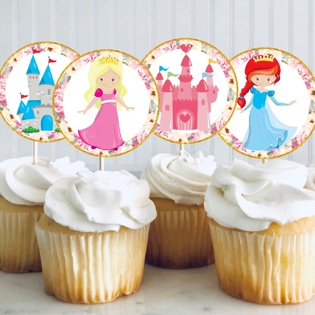 Princess Party Cupcake Toppers Printable Princess Cake Toppers Princess ...