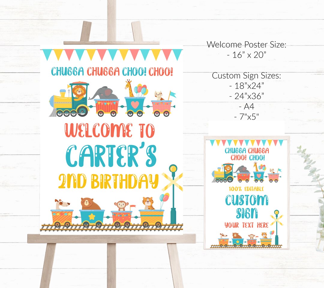Train Birthday Welcome Sign Template Personalised Welcome Sign Editable ...