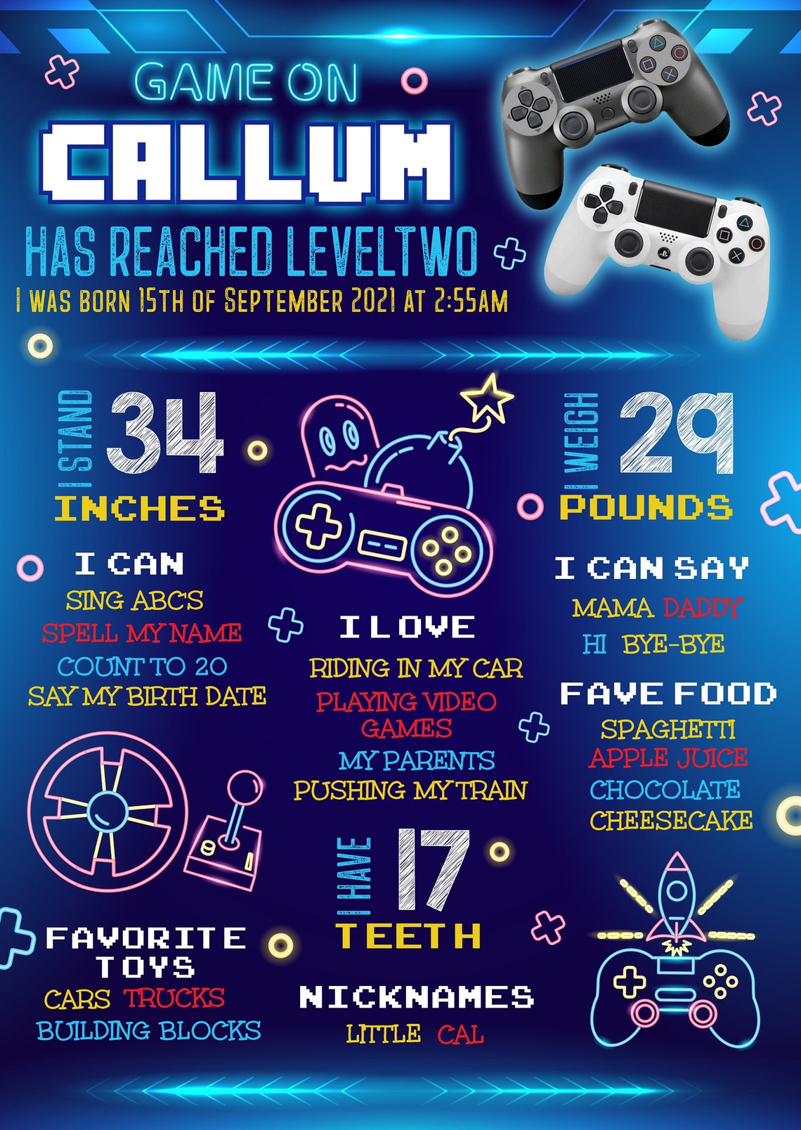 VIDEO GAME Milestone Poster That You Edit Yourself. Instantly - Etsy ...