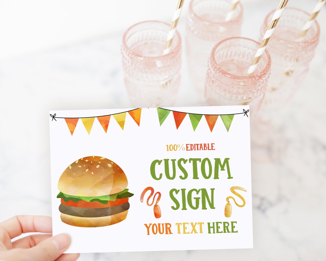 Editable Burger or BBQ Party Signs in 4 Sizes for Your BBQ - Etsy